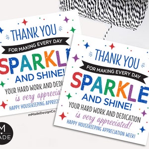 Housekeeping Appreciation Week Tags, Thank You for Making Every Day ...