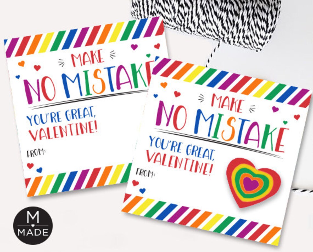 Eraser Valentine's Tags, Eraser Kids Valentines, Make No Mistake You're ...