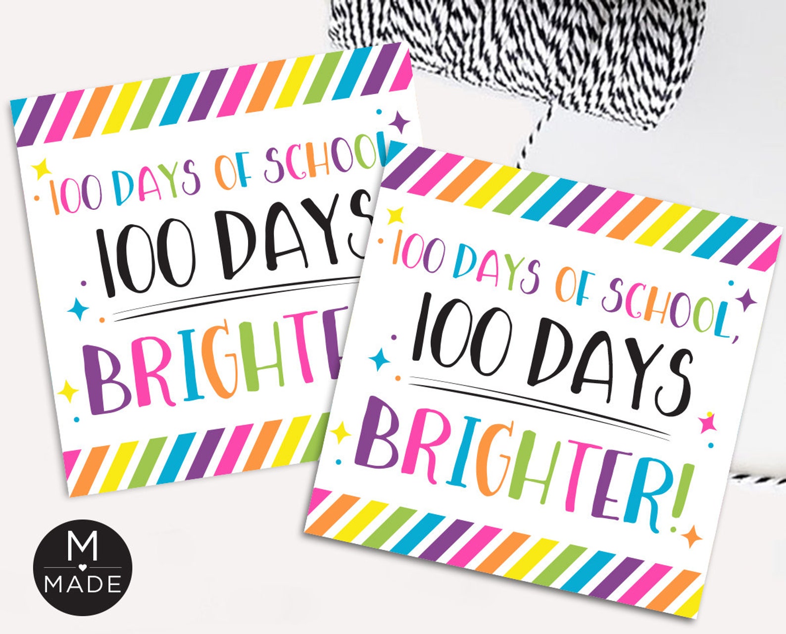 100 Days of School 100 Days Brighter Tags 100 Days of School - Etsy