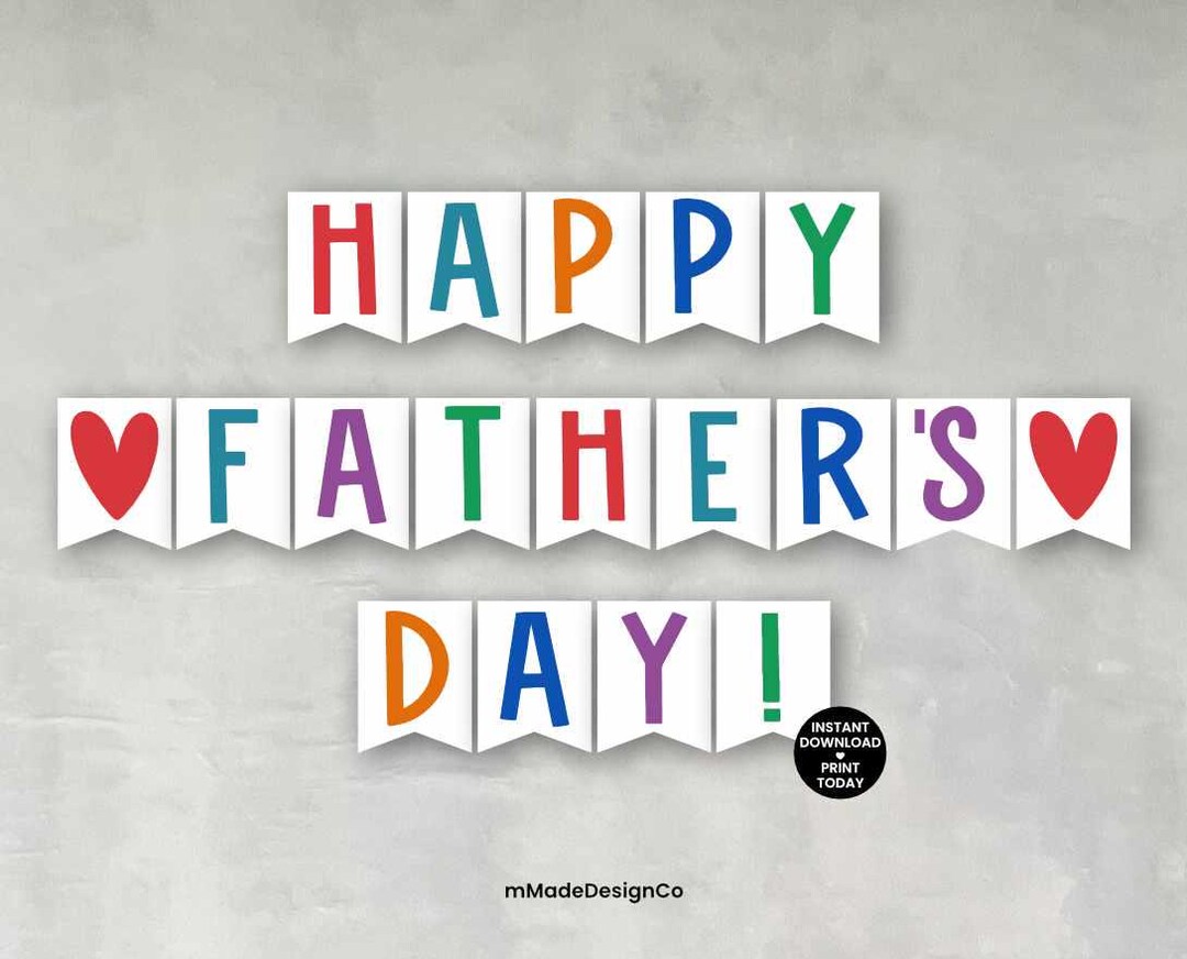 Happy Father's Day Banner Printable Father's Day Decorations Wall ...