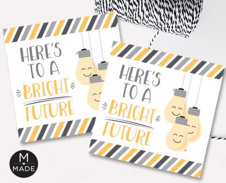 Here's to A Bright Future Light Bulb Favor Tags - Etsy