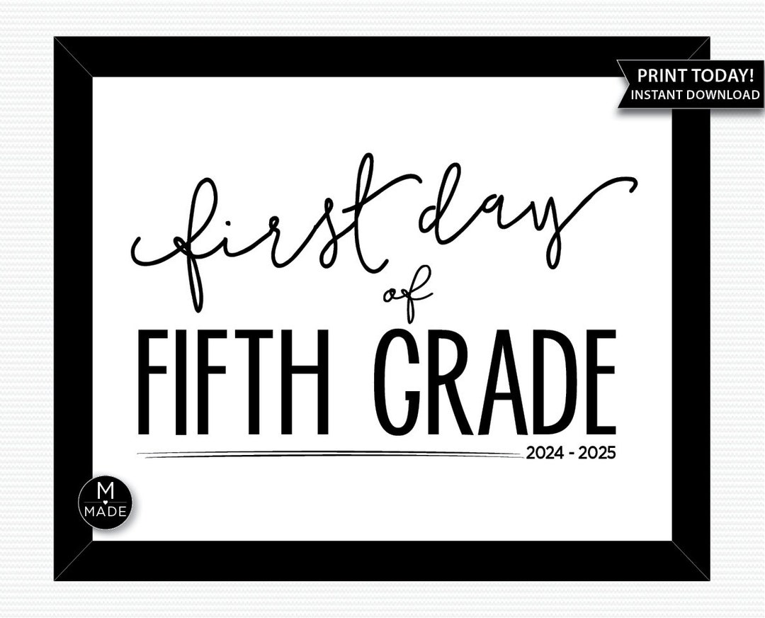 Buy First Day of Fifth Grade Sign, School Photo Prop, 5th Grade, First ...