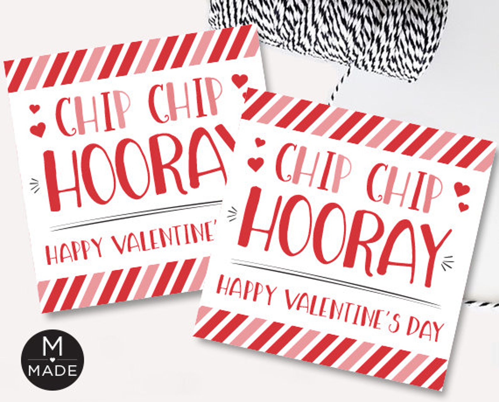 Chip Chip Hooray Valentine's Tags Kids Valentines - Etsy