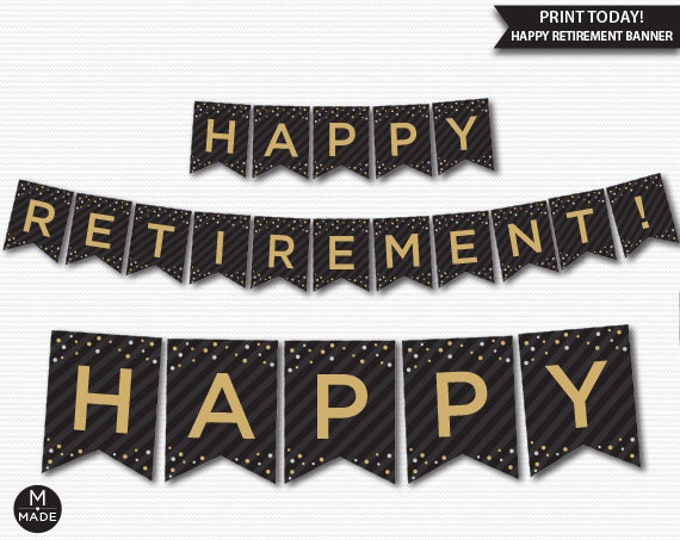 Printable Happy Retirement Banner Printable Banner DIY - Etsy