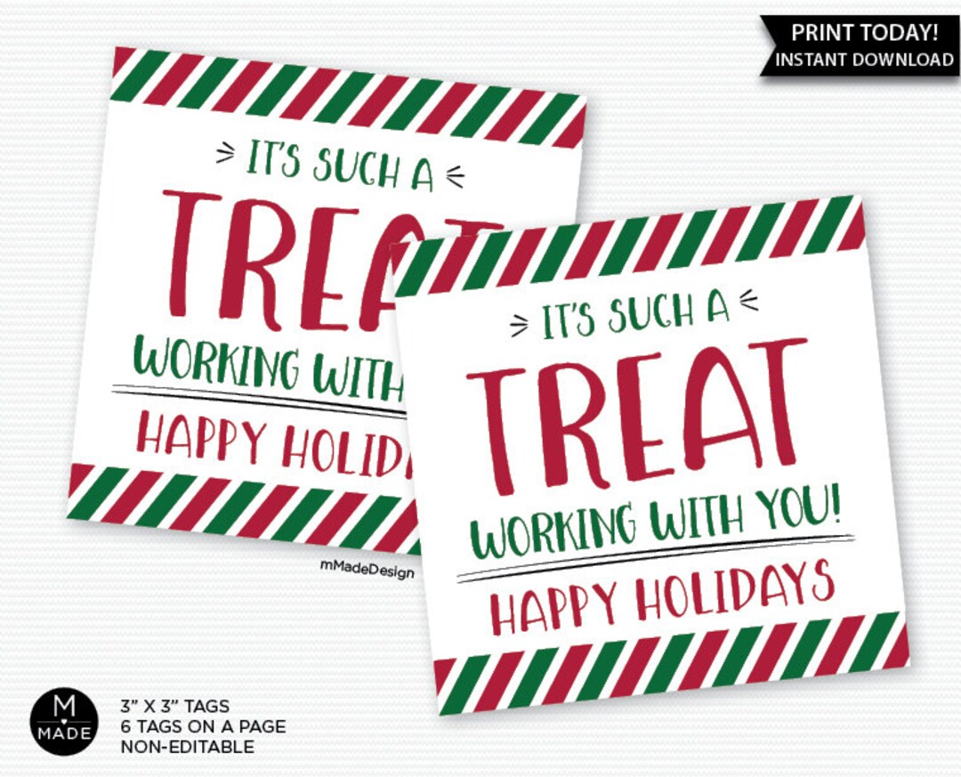Such A Treat Working With You, Christmas Tags, Christmas Treat Tag ...