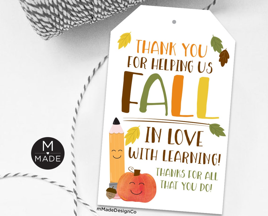 Fall in Love With Learning Tags, Teacher Gift, Teacher Appreciation ... Fall in Love With Learning Tags, Teacher Gift, Teacher Appreciation ...