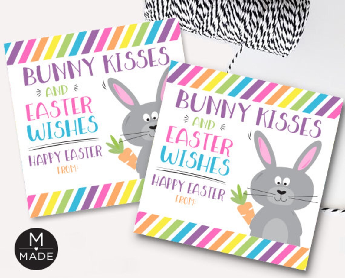 Bunny Kisses and Easter Wishes Tags Easter Gift Tags Easter - Etsy