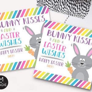Bunny Kisses and Easter Wishes Tags Easter Gift Tags Easter Basket Gift ...