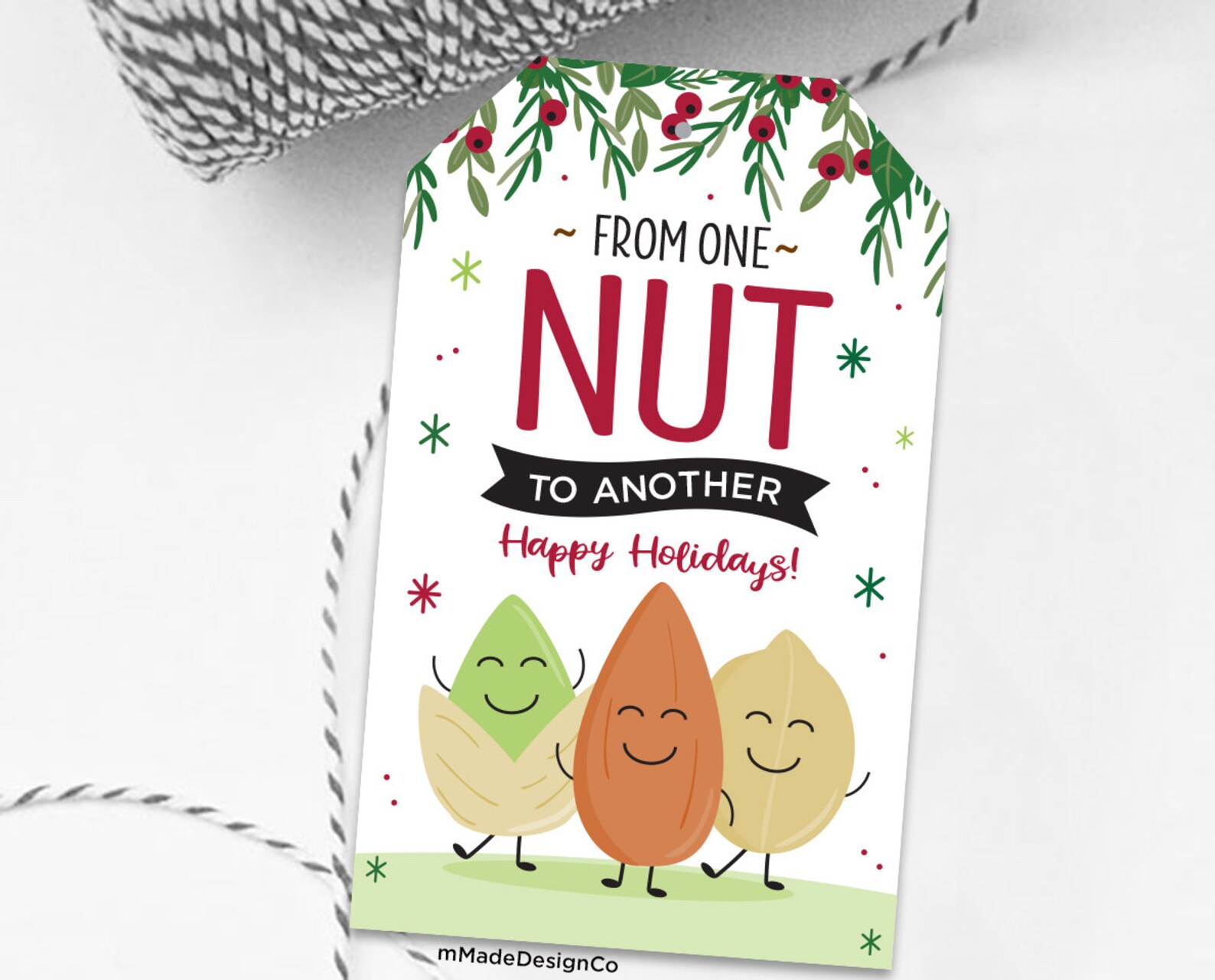 Nuts Christmas Tag Personalizable Template From One Nut to Another ...