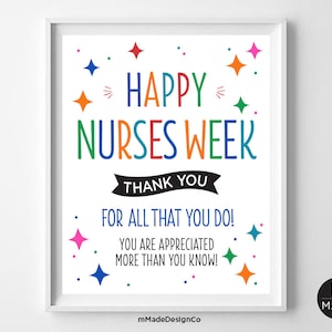 Happy Nurses Week Sign Nurse Appreciation Nurse Thank You Instant ...
