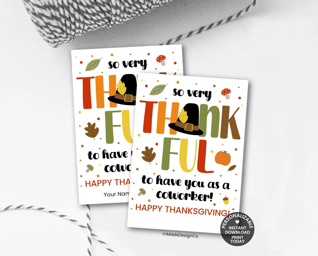 Thankful to Have You as A Coworker Thanksgiving Gift Tags ...