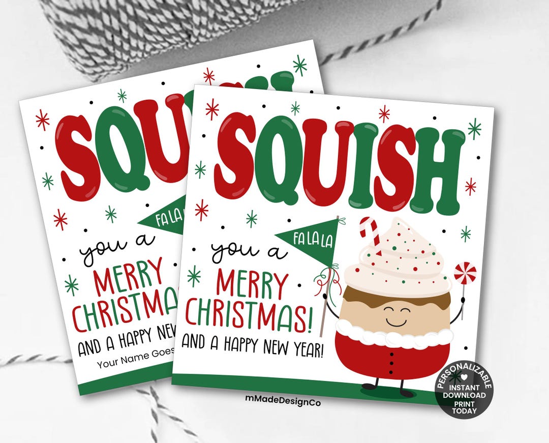 Christmas Squish Toy Gift Tags Personalizable Template Kids Christmas ...