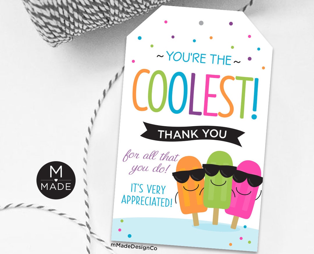 Ice Pops Thank You Tags Employee Appreciation Gift Tags Office Teacher ...