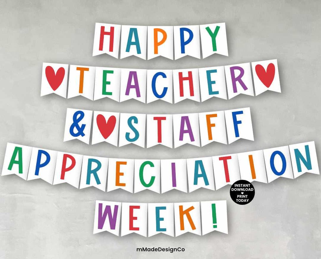 Happy Teacher & Staff Appreciation Week Banner Printable Happy Teachers ...