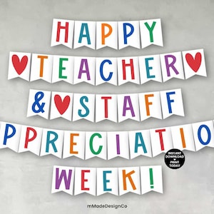 Happy Teacher & Staff Appreciation Week Banner Printable Happy Teachers ...