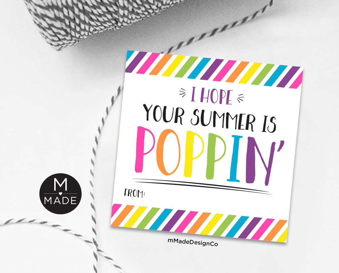 Hope Your Summer is Poppin' Tags, Fidget, Balloon, Popcorn, Gum, Soda ...