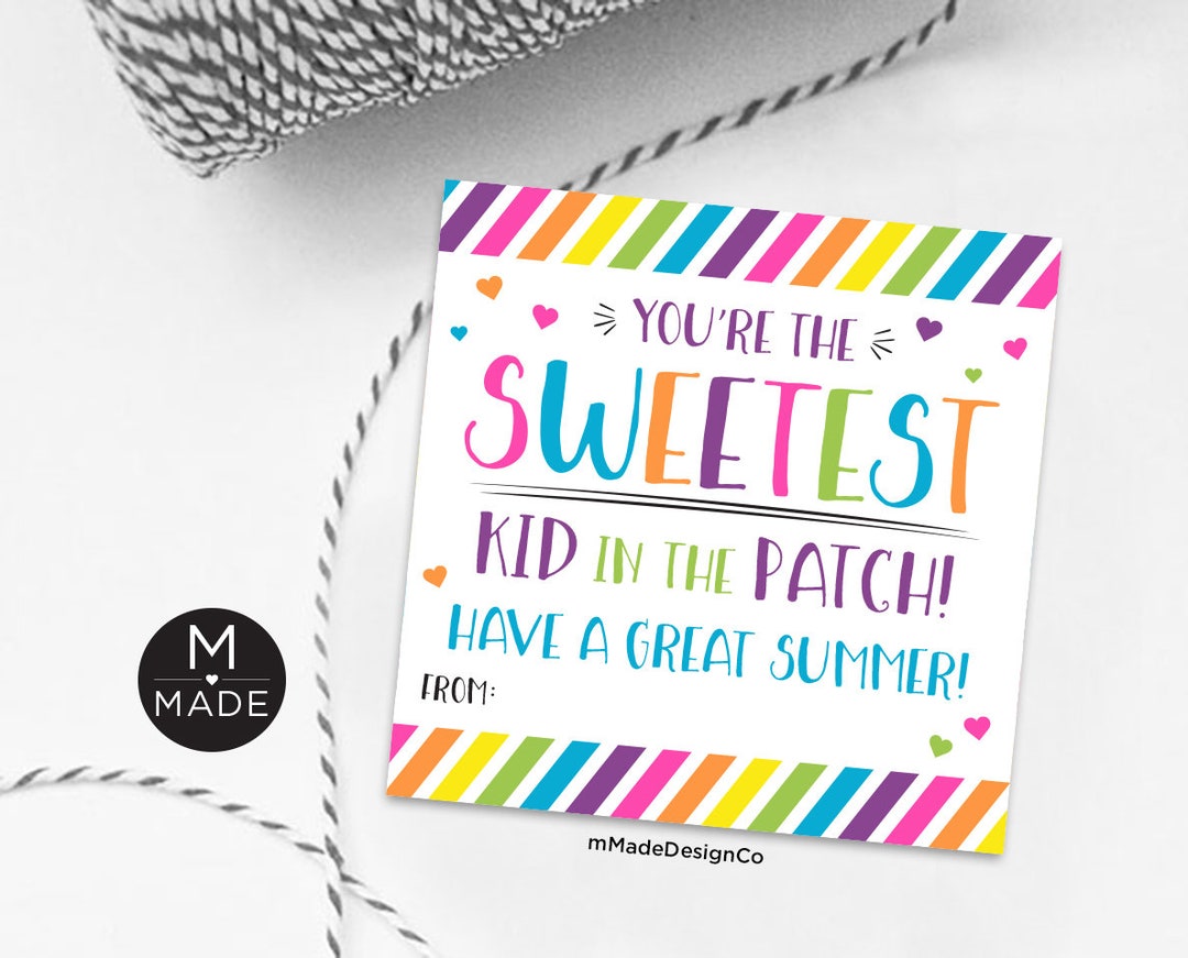 Sweetest Kid in the Patch End of School Year Gift Tags Sour Candy ...