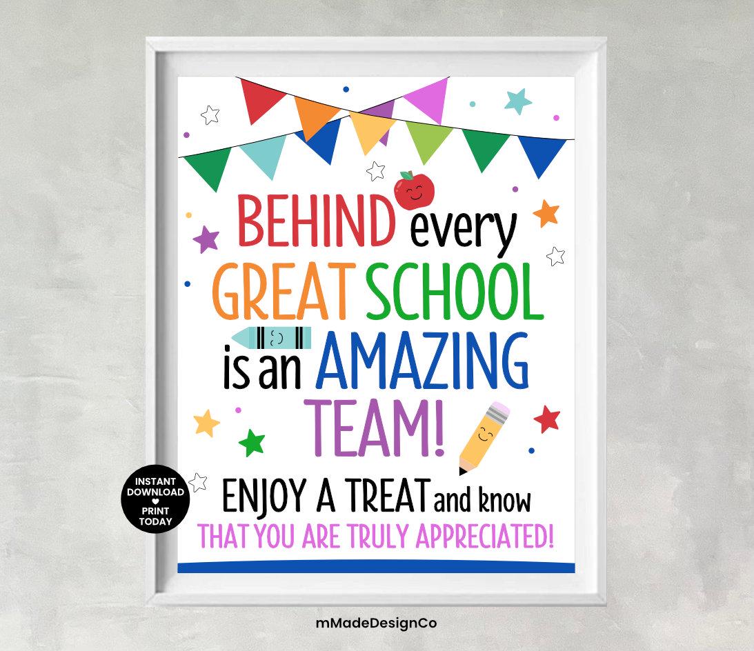 Teacher and Staff Appreciation Sign Amazing Team Thank You Enjoy A ...