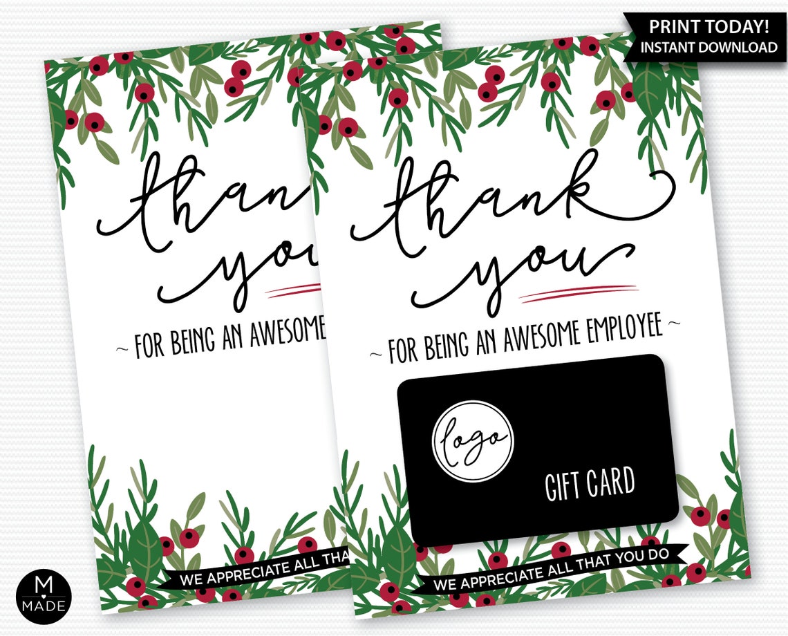Employee Appreciation Employee Gift Card Holder Printable - Etsy