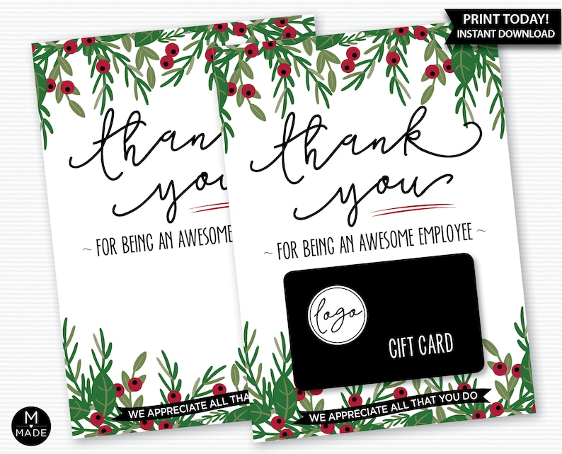 Employee Appreciation Employee Gift Card Holder Printable - Etsy