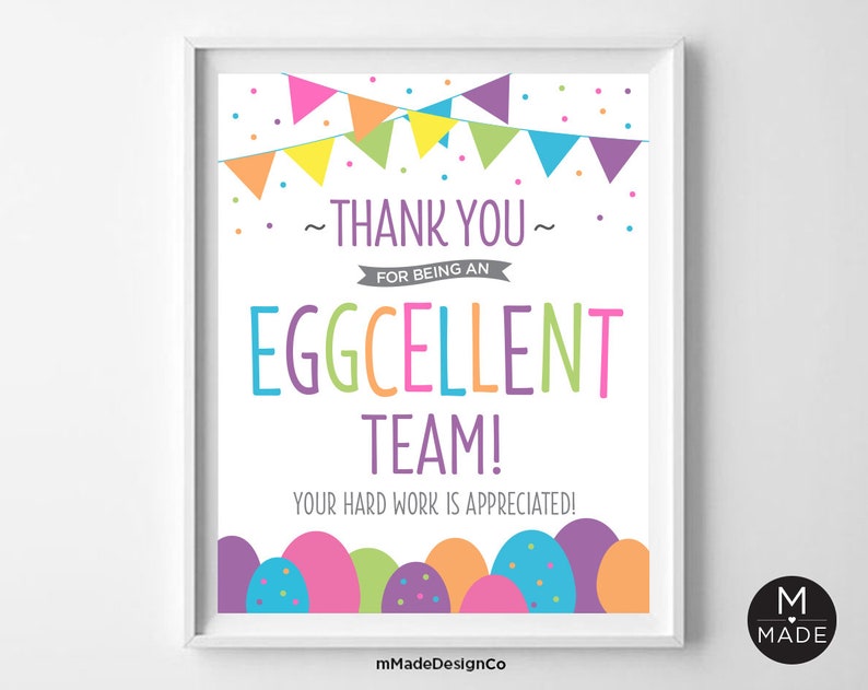 Thanks for Being an Eggcellent Team Sign, Office Easter Sign, Easter ...