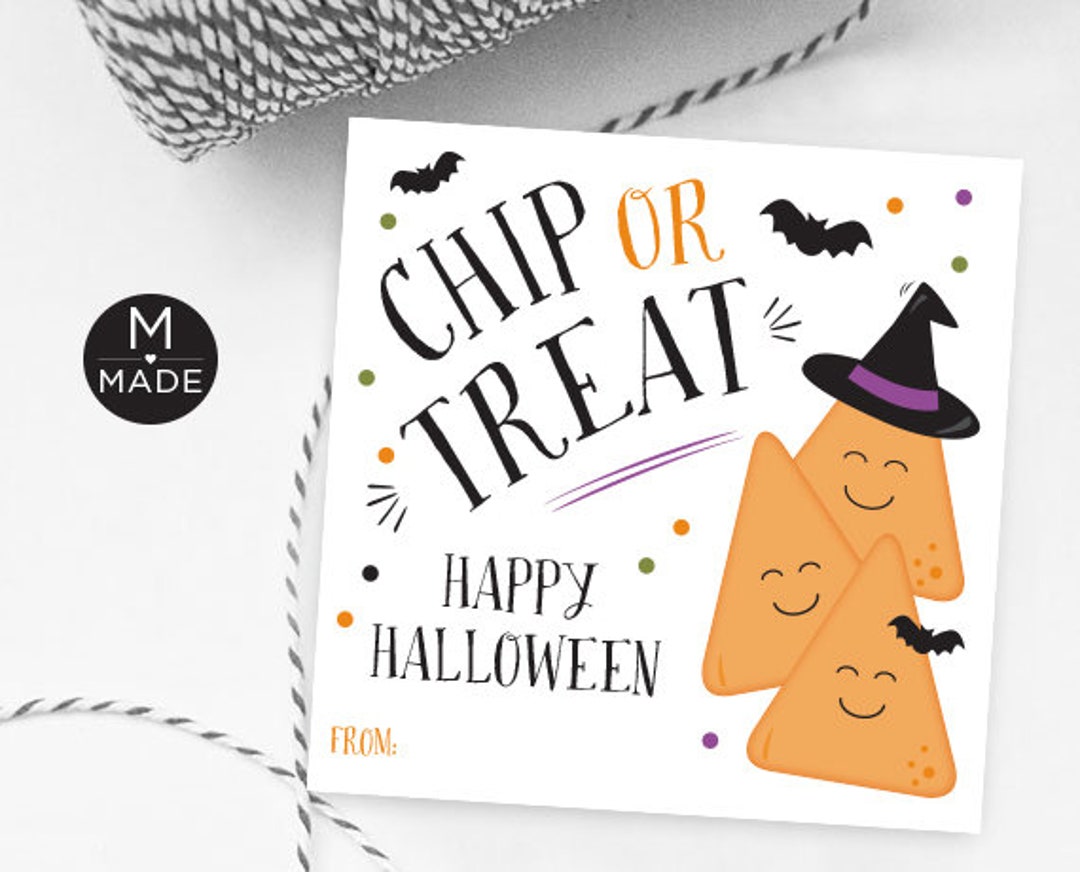 Chip or Treat Halloween Tags Nacho Chips Personalizable Halloween Treat ...