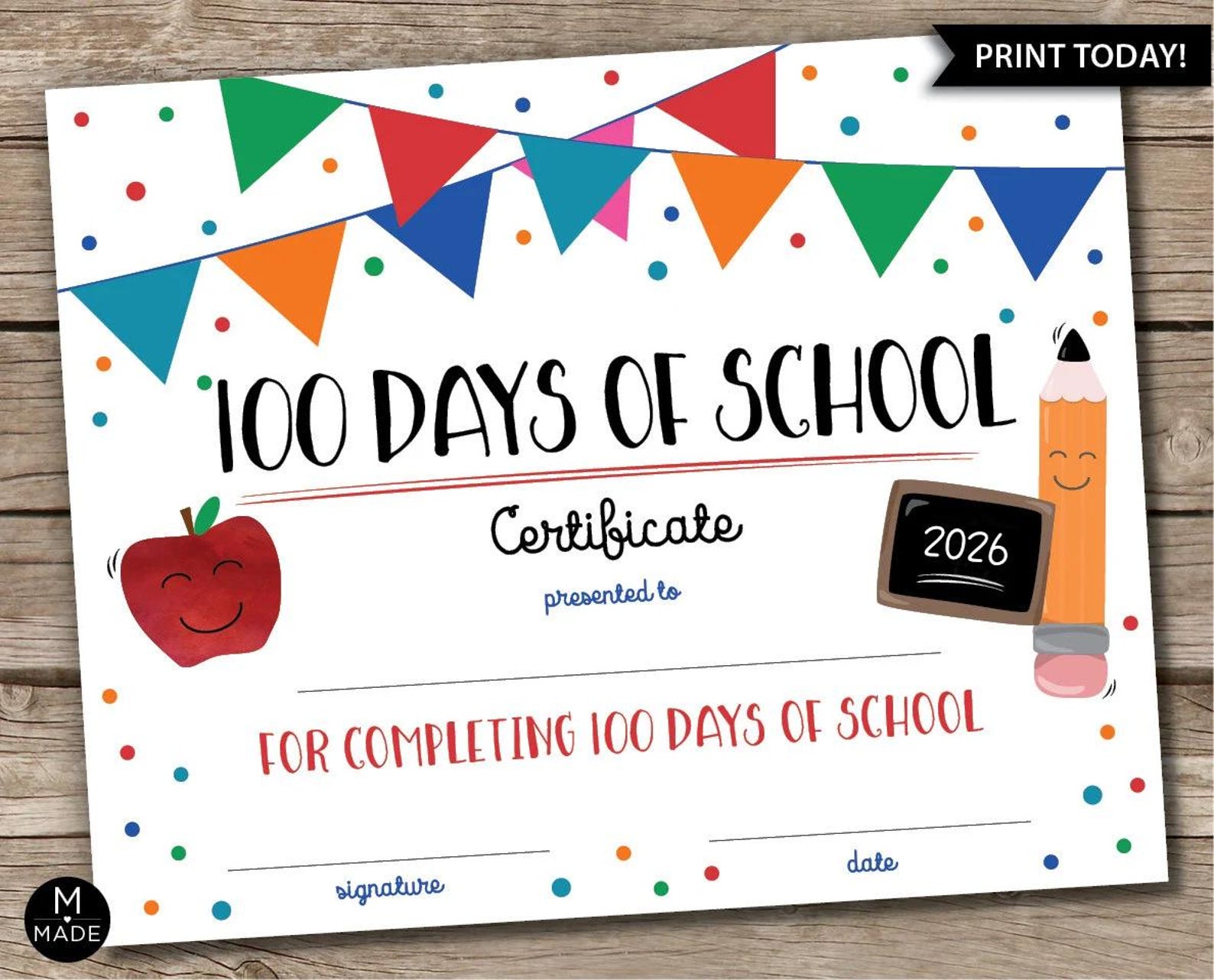 Happy 100th Day of School Certificate 100 Days of School Certificate ...