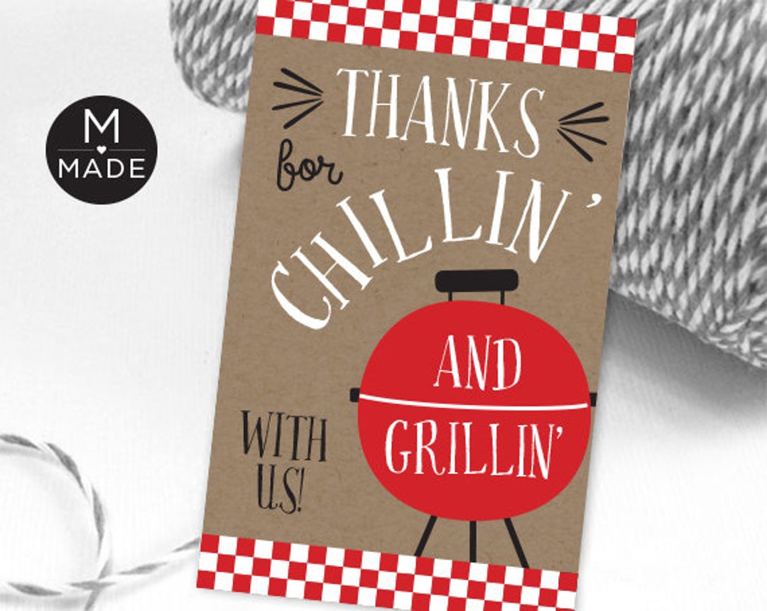 Barbecue Favor Tags Thanks for Chillin and Grillin With Us Printable ...