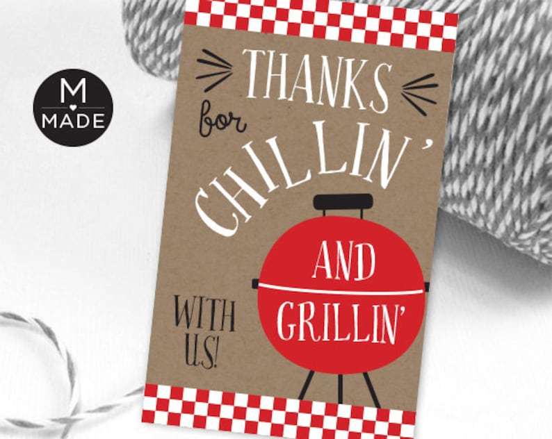 Barbecue Favor Tags Thanks for Chillin and Grillin With Us Printable ...