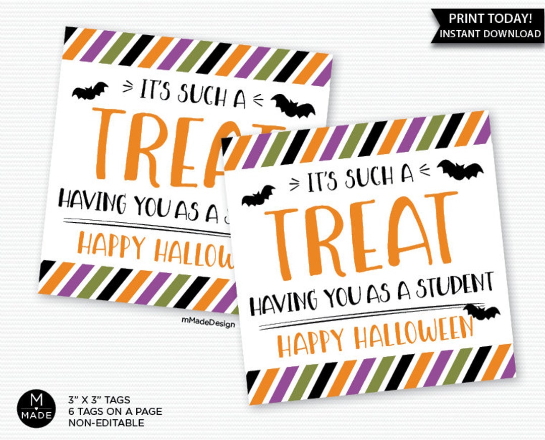 Such A Treat Having You as A Student Halloween Treat Tags From Teacher ...