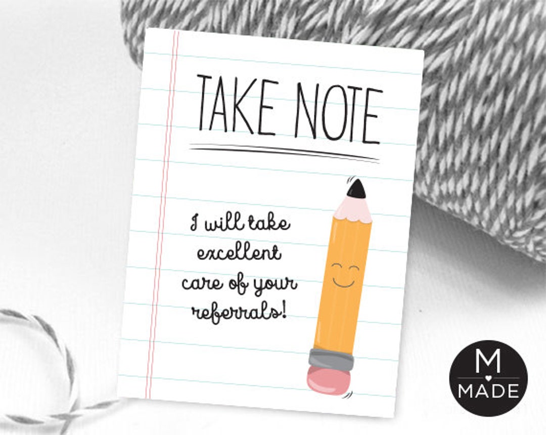 Take Note Referral Marketing Tag Note Pad Pen Sticky Notes Business ...