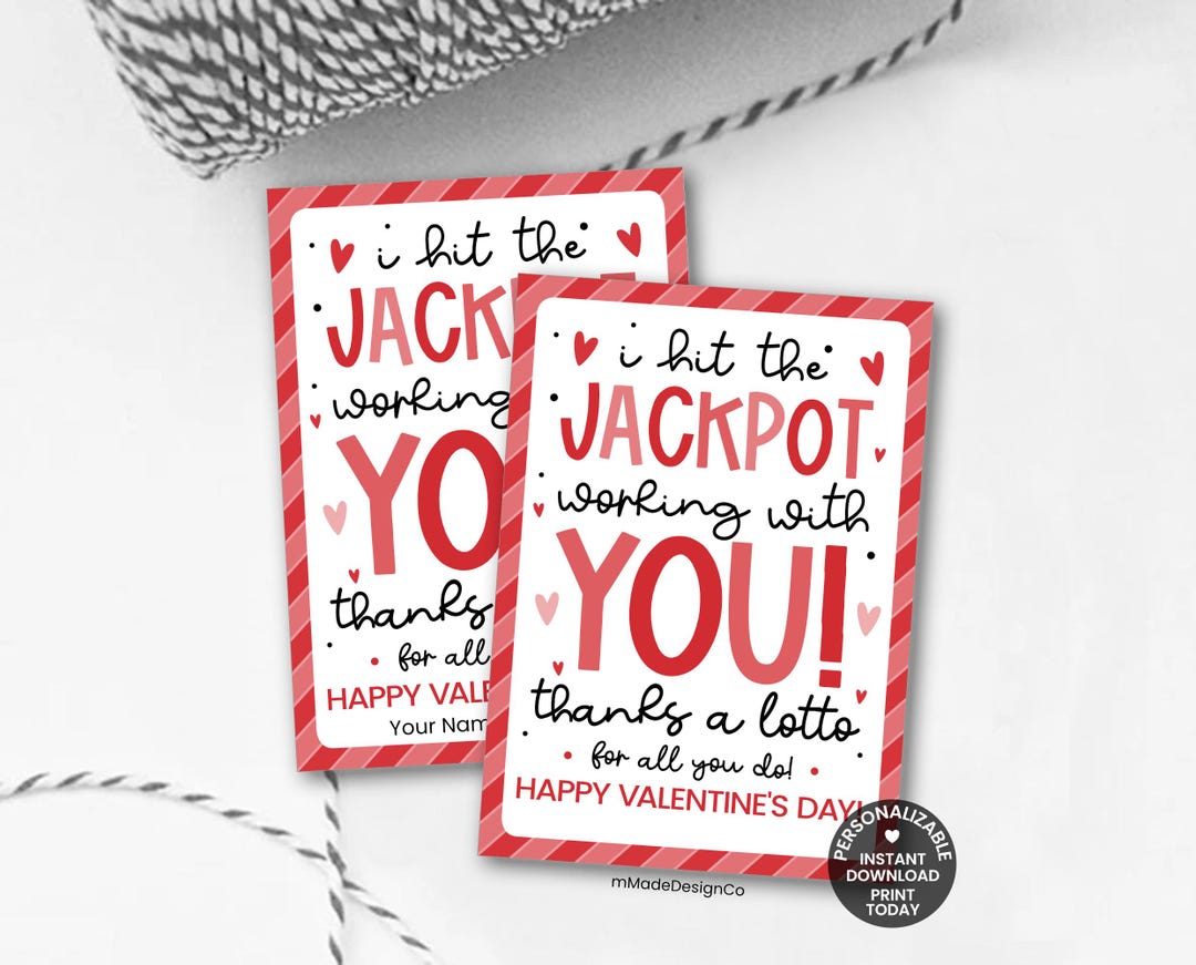 Coworker Valentine's Day Tags Thanks A Lotto Personalizable Template ...