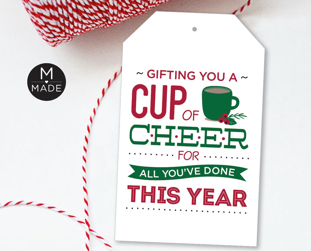 Cup of Cheer Gift Tags, Coffee Mug Christmas Teacher Gift Tag, Hot ...
