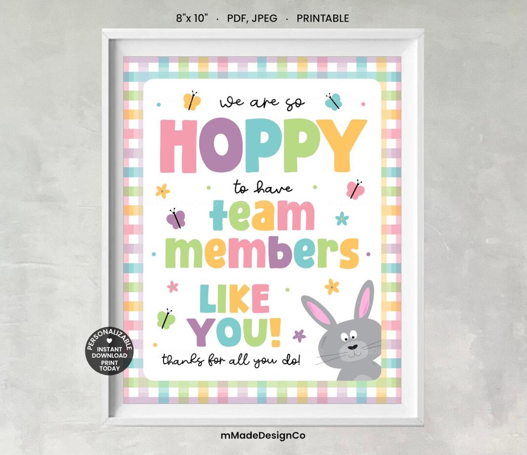 Spring Team Appreciation Sign Personalizable so Hoppy Easter Thank You ...