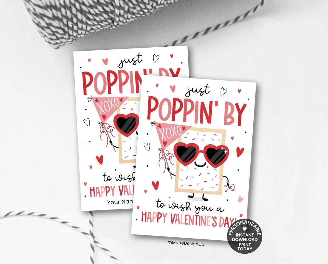 Pop Tart Valentine's Day Gift Tags Personalizable Template Poppin' by ...