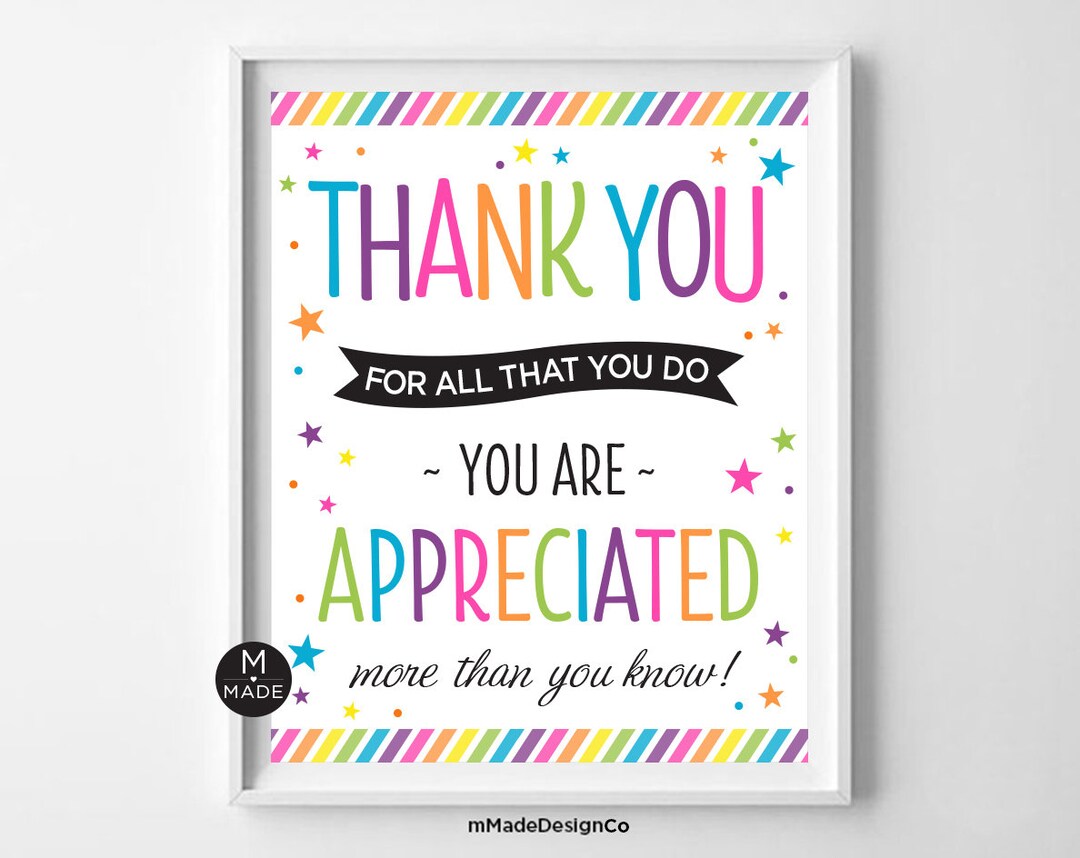 Thank You for All That You Do Sign Employee Appreciation Team Nurse ...