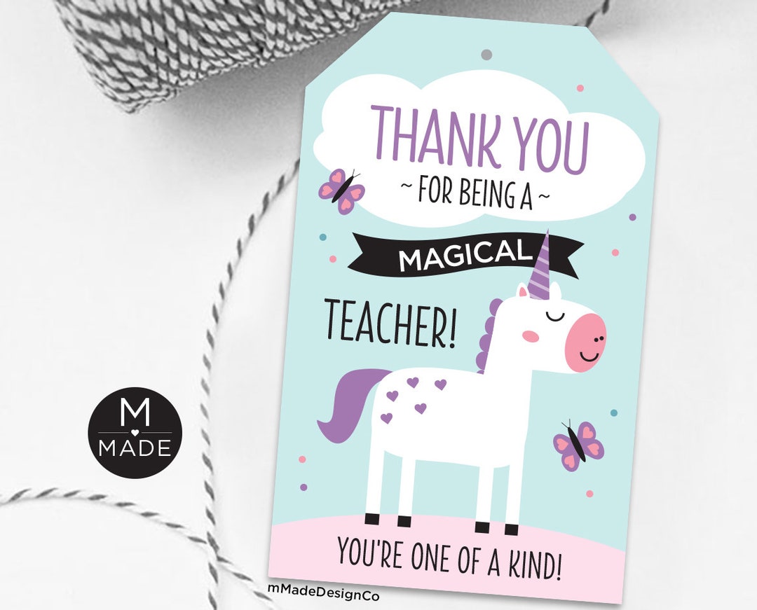 Thanks for Being A Magical Teacher Unicorn Tags Teacher - Etsy
