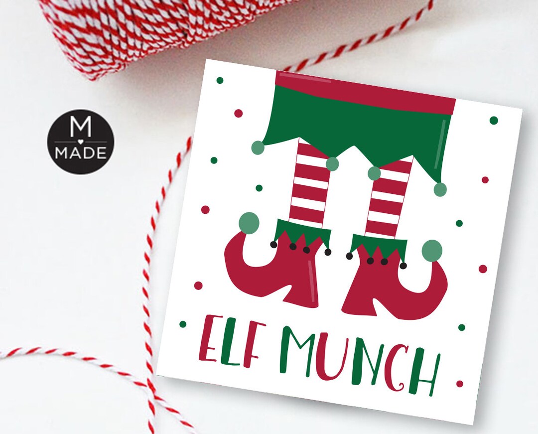 Elf Munch Tags Christmas Snack Mix Gift Tags Holiday Trail Mix ...