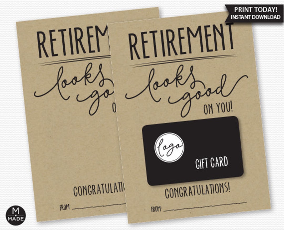 Retirement Gift Card Holder Printable Personalizable Attach Gift Card ...