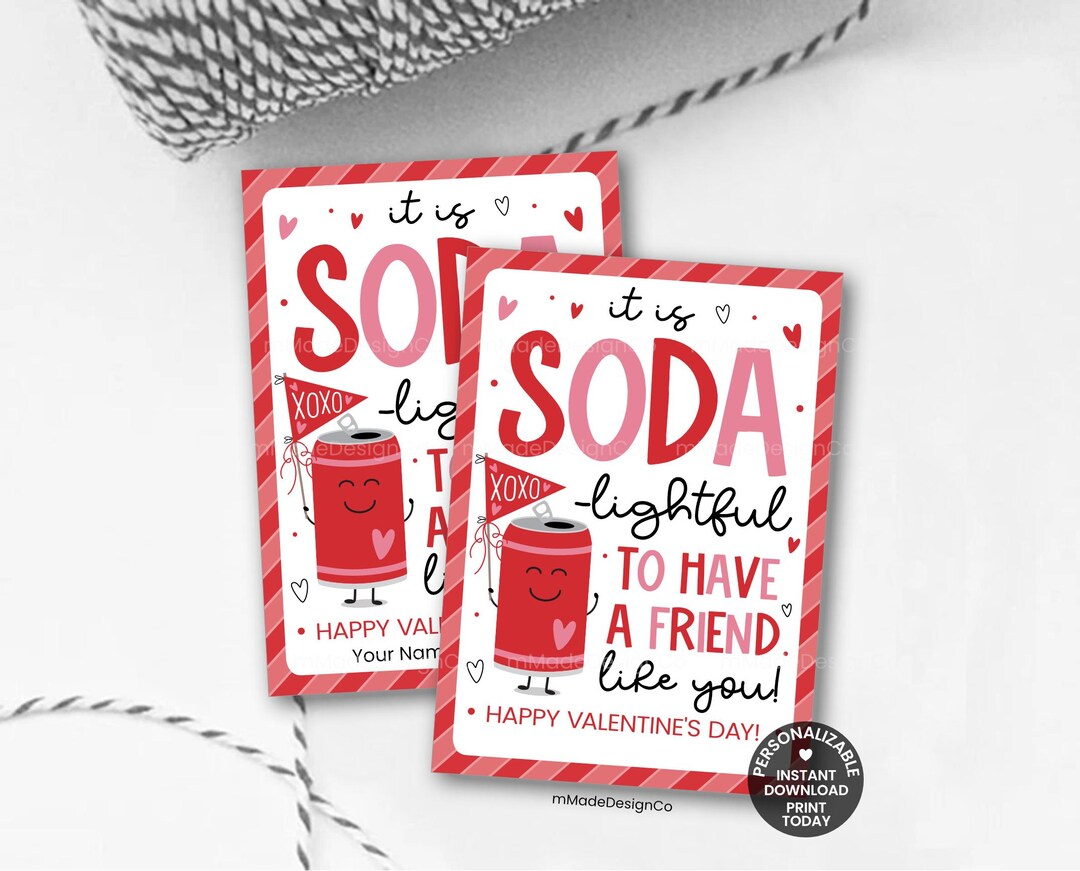 Soda Pop Can Valentine's Day Gift Tags Personalizable Template Teen ...