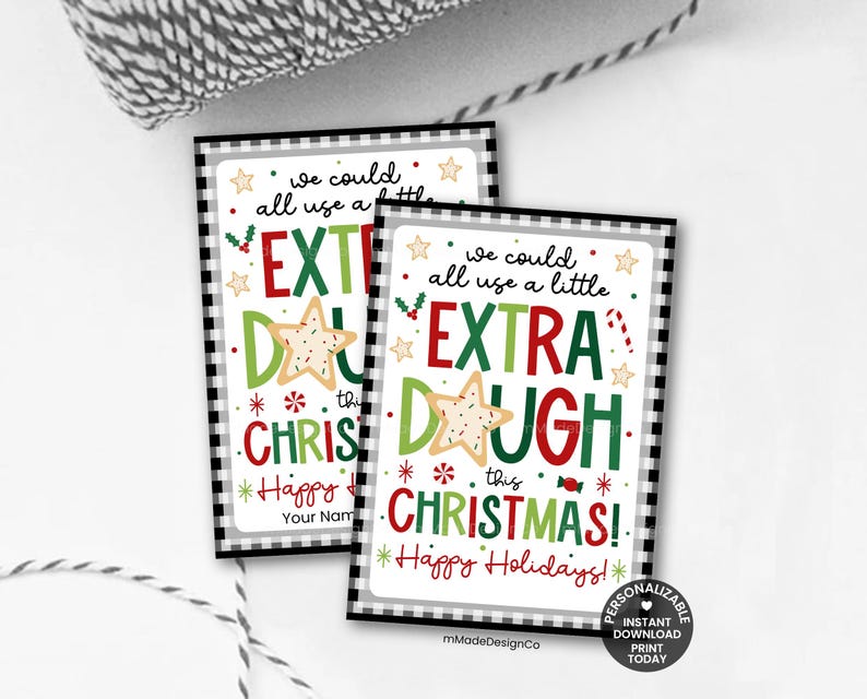 A Little Extra Dough Holiday Gift Tags Personalizable Template ...