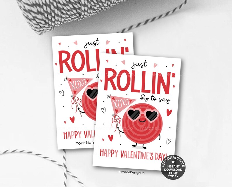 Fruit Roll Valentine's Day Gift Tags Personalizable Template Rollin' by ...