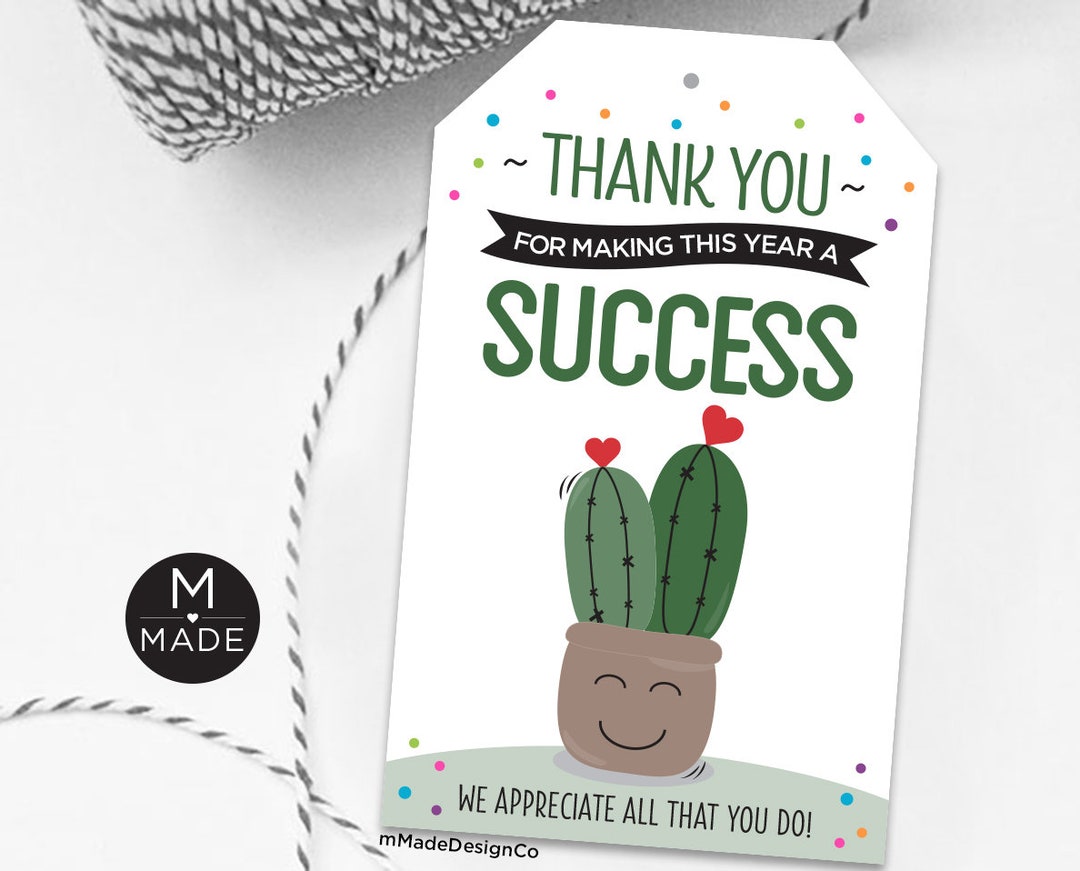 Teacher Appreciation Tags Succulent Gift Tag Thank You for Making This ...