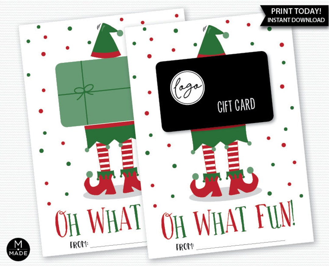 Elf Gift Card Holder Printable, Christmas Gift Card, Holiday Gift Card ...