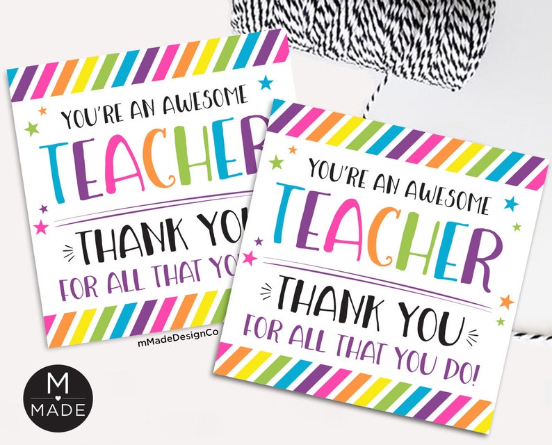 Awesome Teacher Thank You Tags Teacher Appreciation Week - Etsy