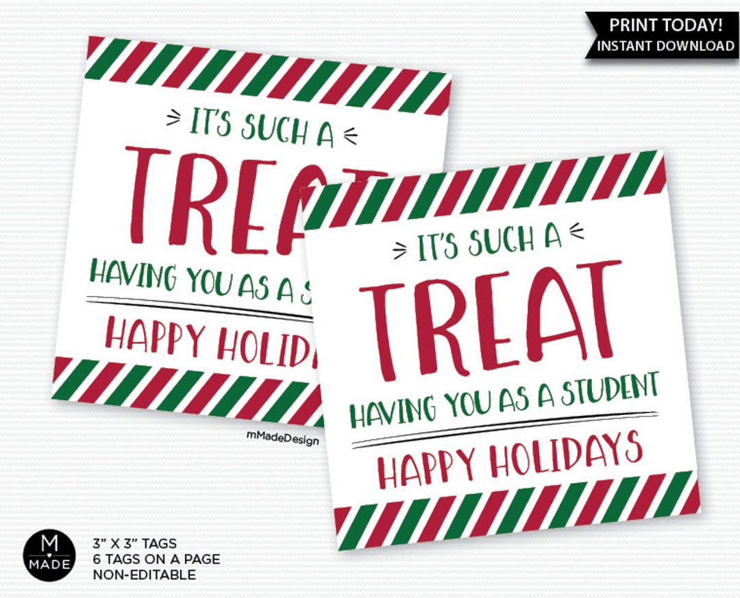 Such A Treat Having You as A Student, Christmas Tags, Christmas Treat ...