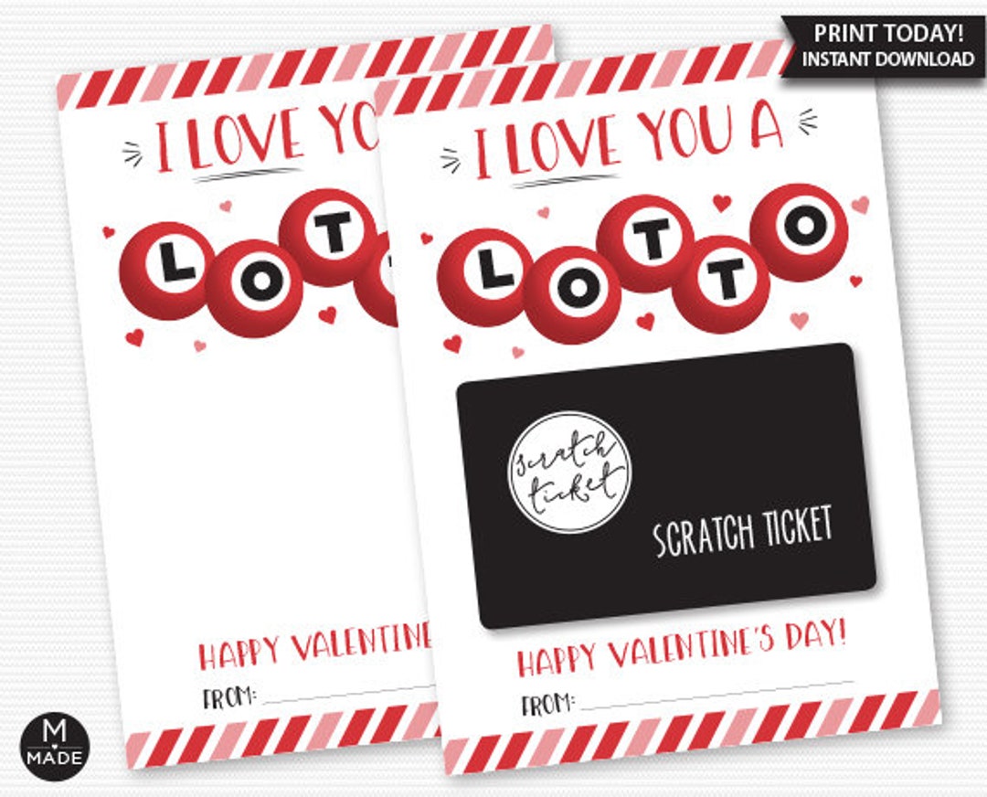 I Love You A Lotto Scratch Ticket Holder, Printable, Lottery Gift Card ...