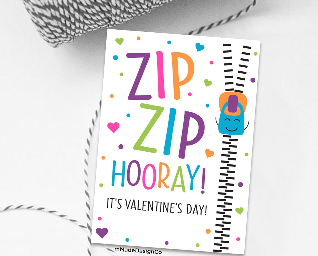 Zip Zip Hooray Tags for Valentine's Day Zipper Bracelet Fidget Toy Non ...