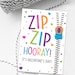 Zip Zip Hooray Tags for Valentine's Day Zipper Bracelet Fidget Toy Non ...