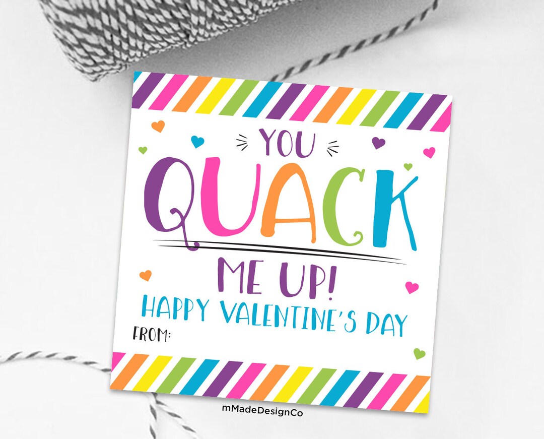 Duck Valentine's Day Gift Tags You Quack Me up Rubber Duck Friend ...